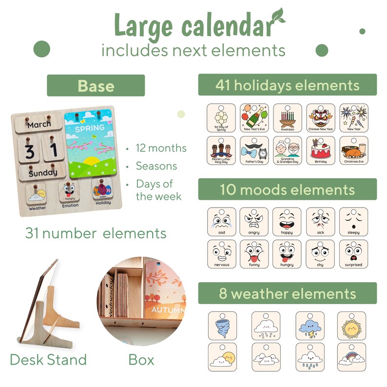 Kids Perpetual Calendar 2026, Montessori Calendar, Preschool Calendar ...