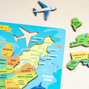 USA Map Puzzle for Kids, United States Map, Montessori Toys, Geography ...