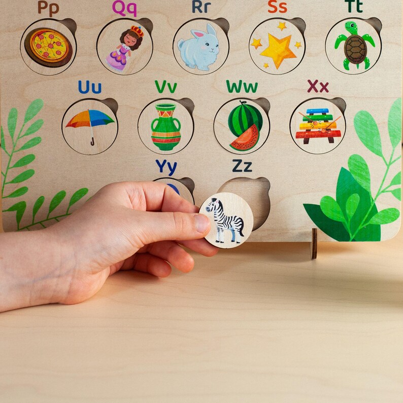 Wooden Learning Alphabet Puzzle for Toddlers, Montessori ABC Busy Board ...