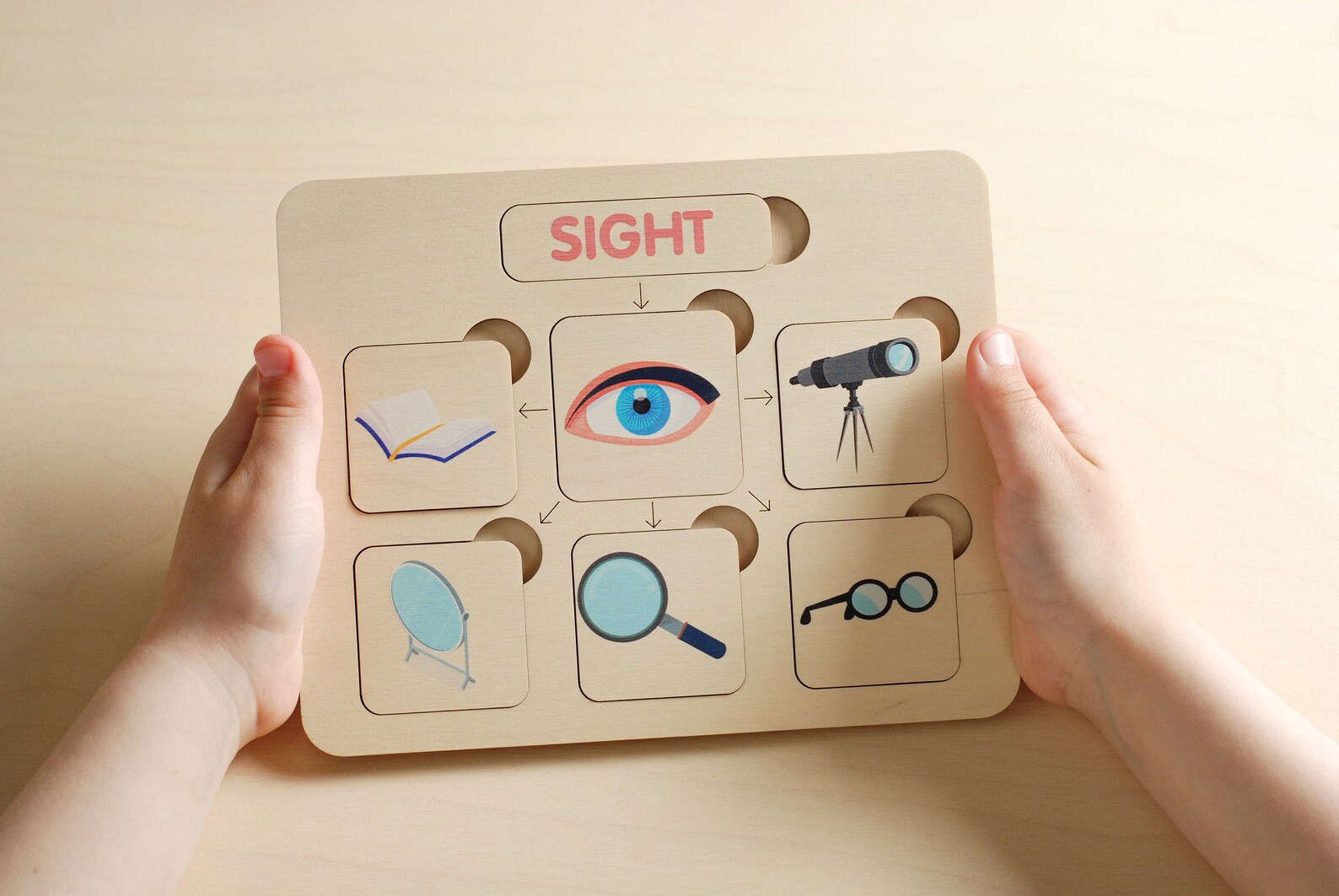 Educational Wood Toys Five Senses Matching Cards Educational - Etsy