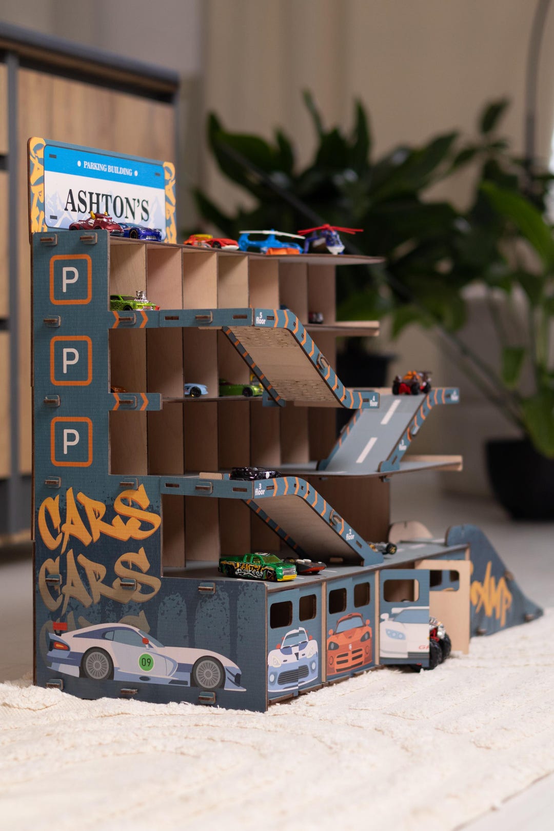 Custom Parking Garage Toy Car, Jump Ramp for Toy Car, Birthday Gift for ...