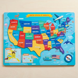 United States Map, USA Map Puzzle for Kids, Montessori Toys, Gifts for ...