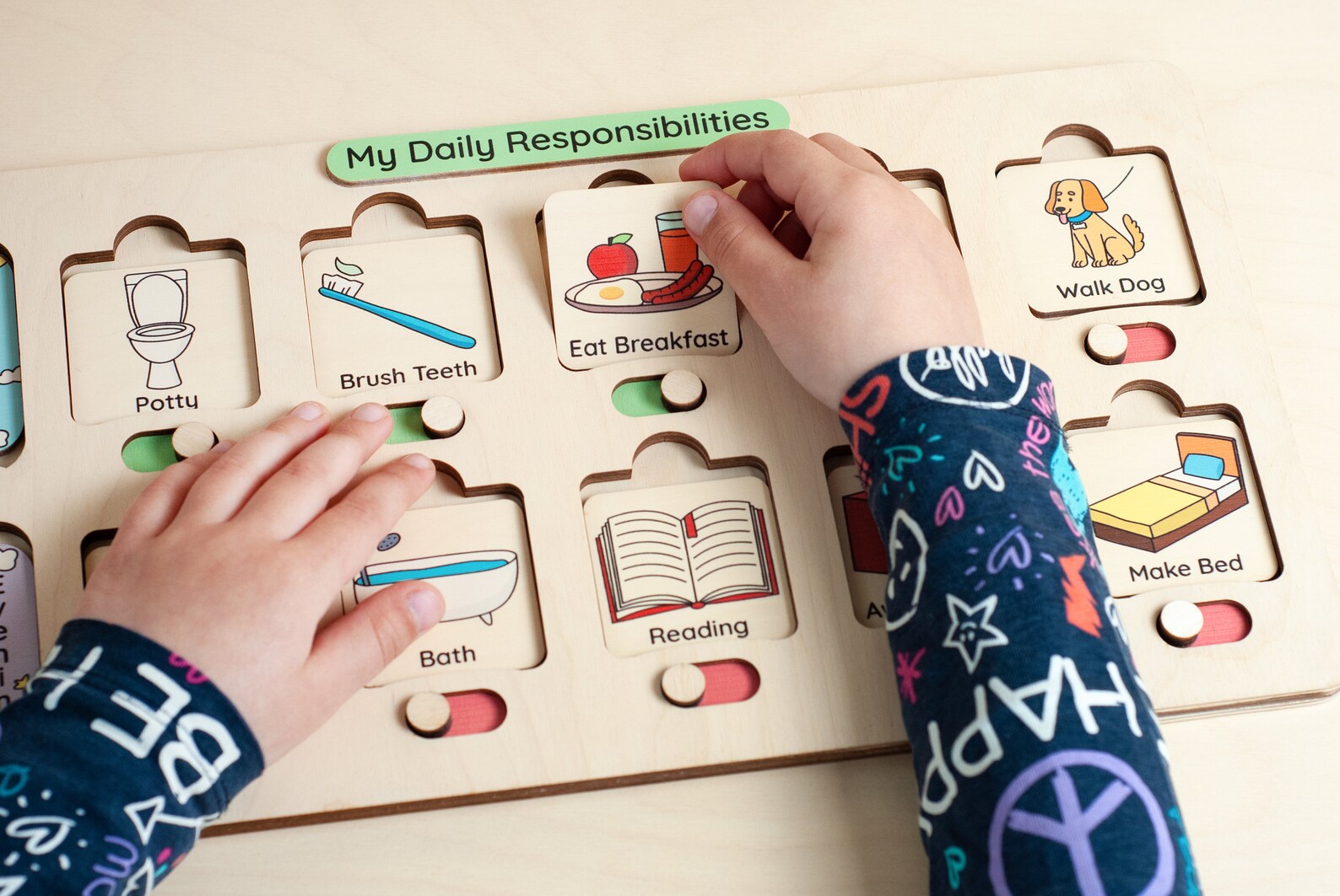 Chore Chart for Kids Learning Wooden Toys Chore List - Etsy