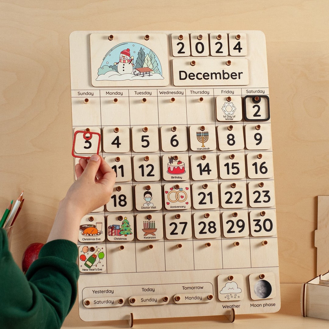 Montessori Calendar, Wooden Perpetual Calendar, Classroom Calendar ...