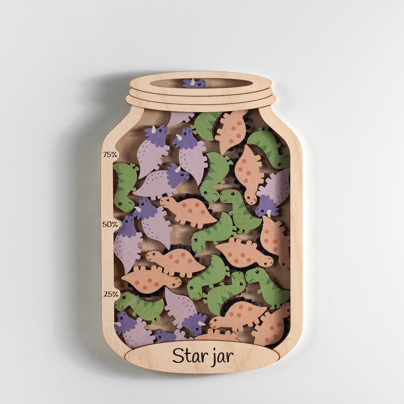 Personalized Wooden Reward Jar With Tokens, Montessori Behavior System ...