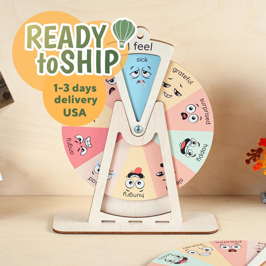 Emotion Wheel Montessori Toy for Kids, Feelings Chart Educational Toy ...
