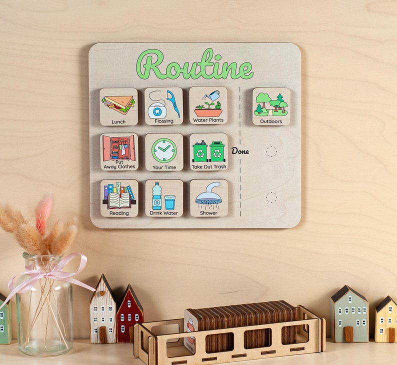 Daily Routine Magnetic Board for Kids, Chore Chart, Bedtime Routine for ...