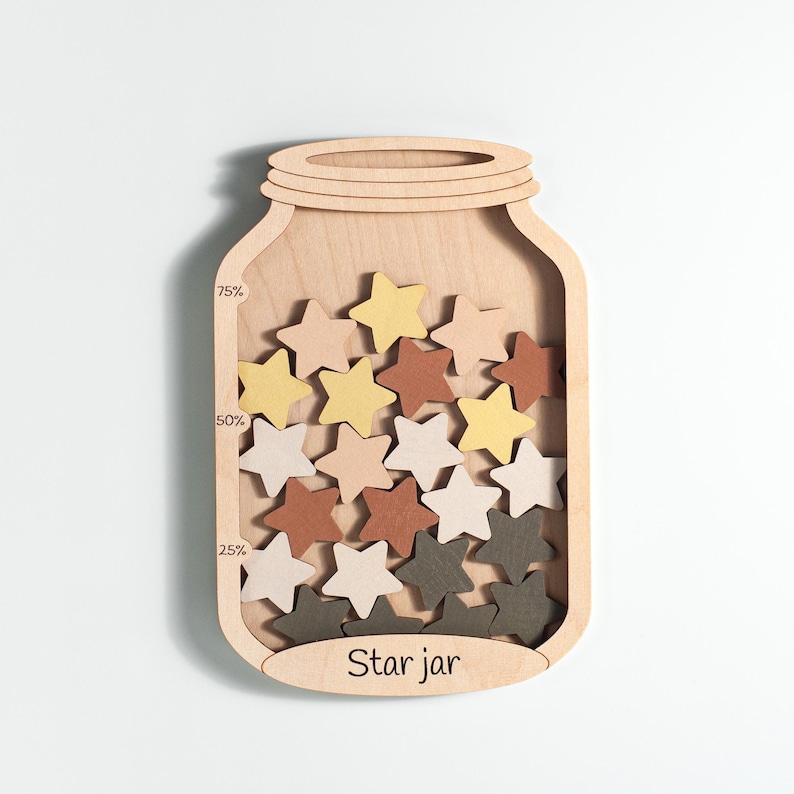 Personalized Wooden Reward Jar With Tokens, Montessori Behavior System ...
