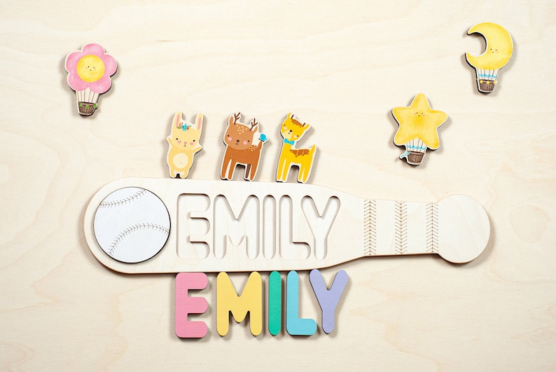 Baseball Name Puzzle With Pegs Personalized Baby Gift Custom - Etsy