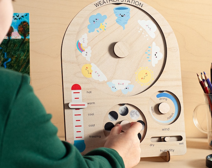 Weather Station - Montessori Weather Chart - Weather Wheel - Wooden ...