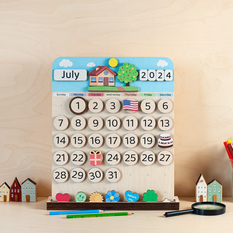 Magnetic Perpetual Montessori Calendar for Kids, Daily Routine ...