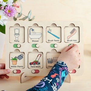 Chore Chart for Kids Learning Wooden Toys Chore List - Etsy
