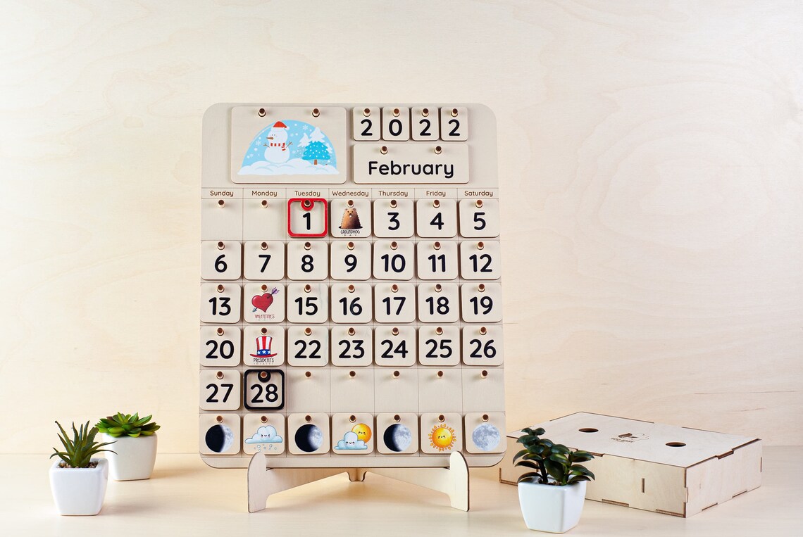 Perpetual Calendar Kids Calendar Montessori Monthly | Etsy