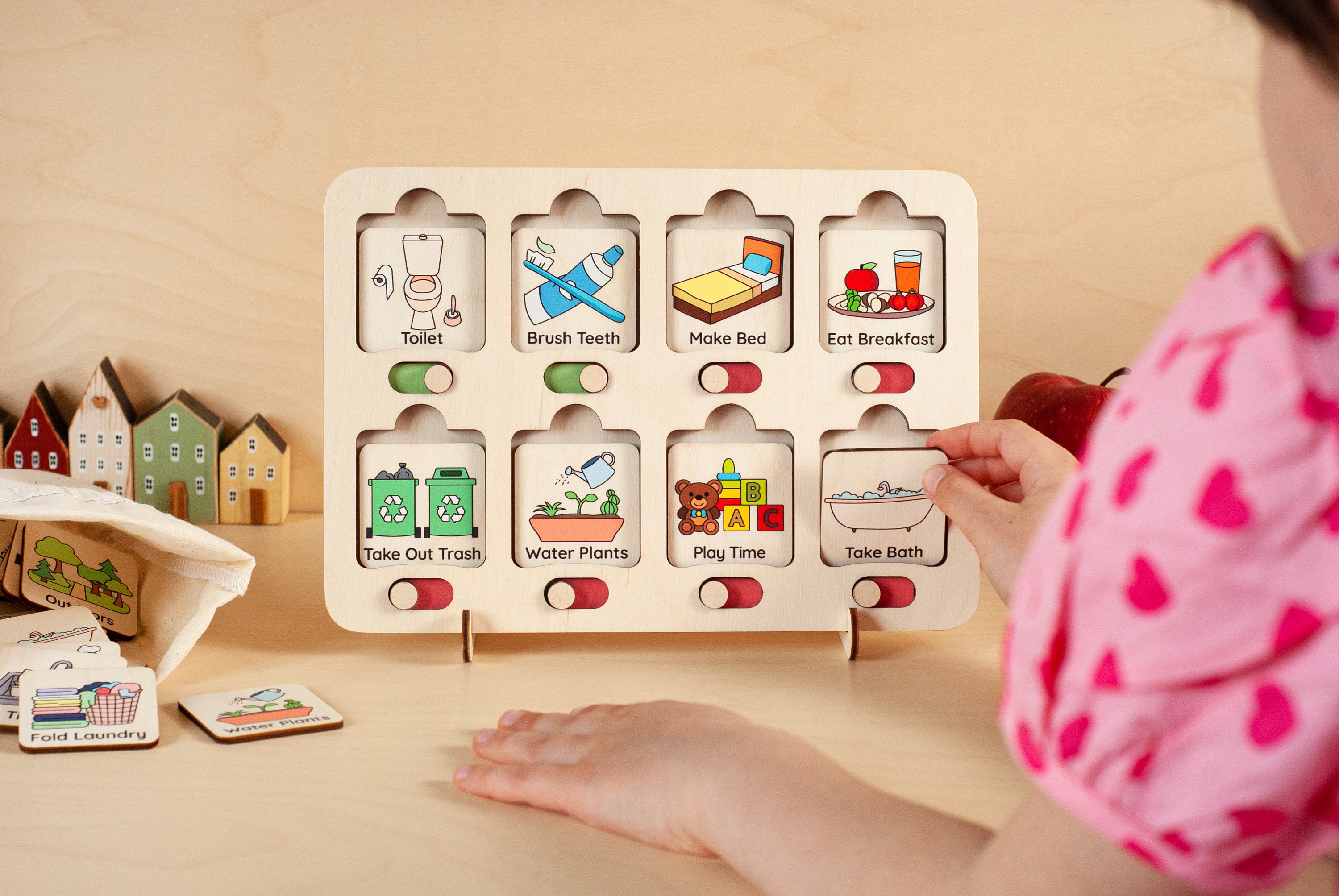 Chore Chart for Kids, Learning Wooden Toys, Chore List, Montessori Toys ...