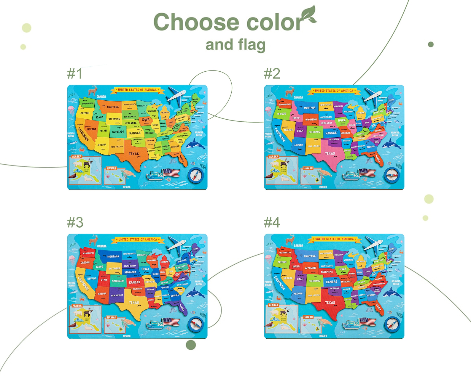 USA Map Puzzle for Kids, United States Map, Montessori Toys, Geography ...