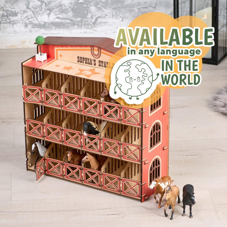 Personalized Wooden Horse Stable With Lights, Miniature Barn Toy - Etsy
