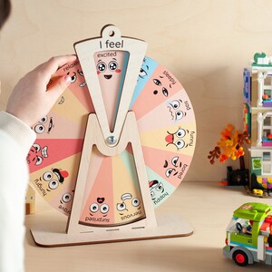 Wooden Emotions Wheel for Toddlers, Handmade Feelings Chart ...