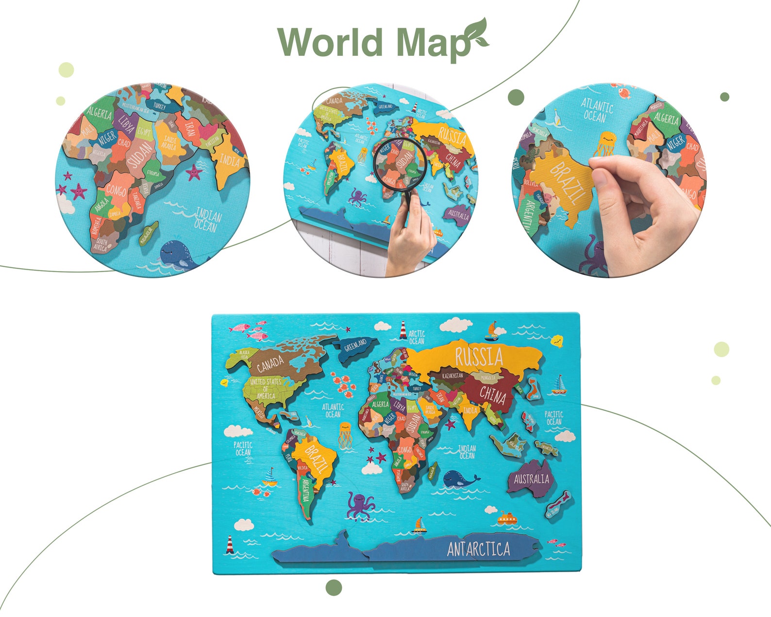 Kids World Map Gift for Kids World Map Puzzle for Kids Gift - Etsy