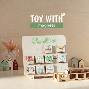 Wooden Daily Routine Chart, Visual Schedule Toddler, Chore Chart for ...