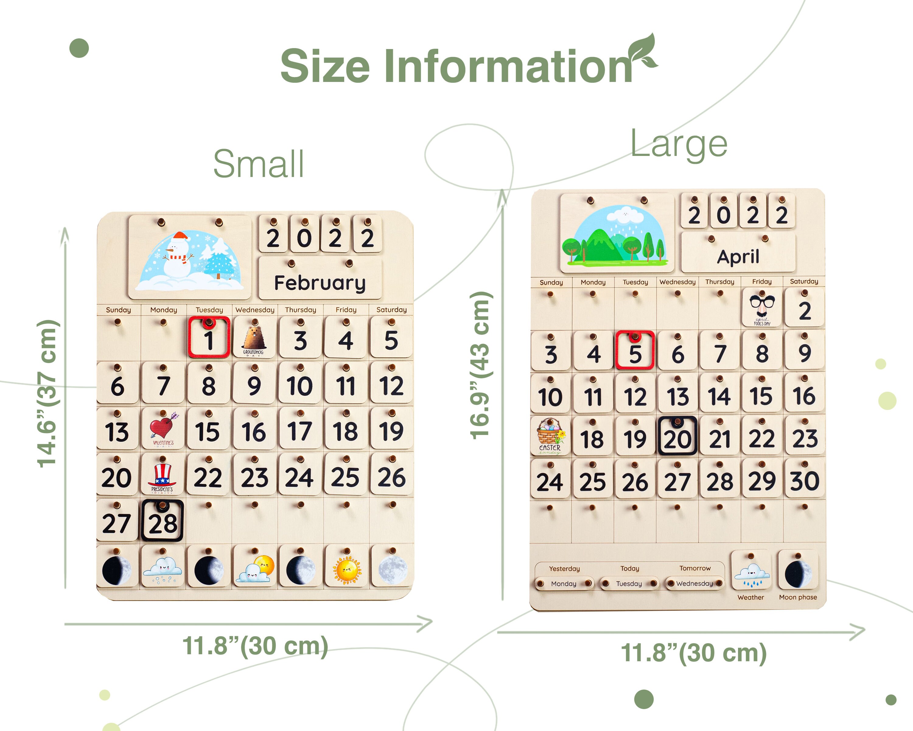 Perpetual Calendar Kids Calendar Montessori Monthly | Etsy