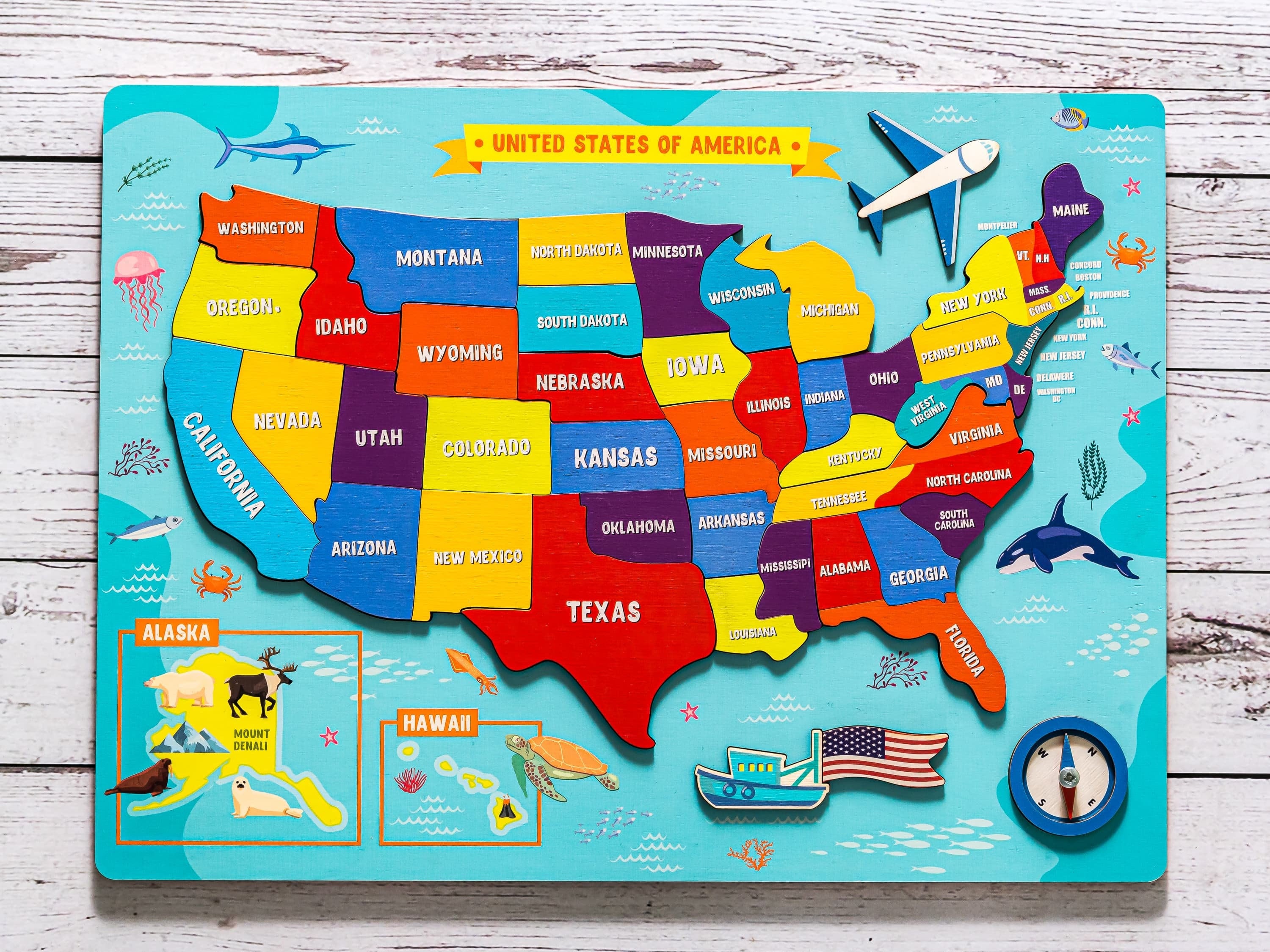 United States Map US Map USA Map Puzzle for Kids Montessori - Etsy Hong ...