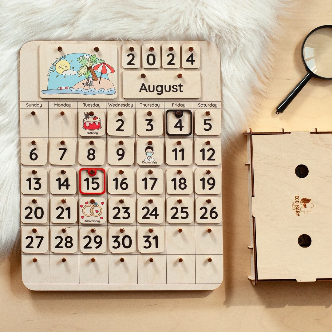 Montessori Calendar, Homeschool Calendar, Wooden Perpetual Calendar ...
