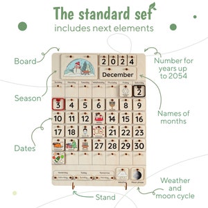 Perpetual Calendar, Kids Calendar Montessori, Monthly Calendar, School ...