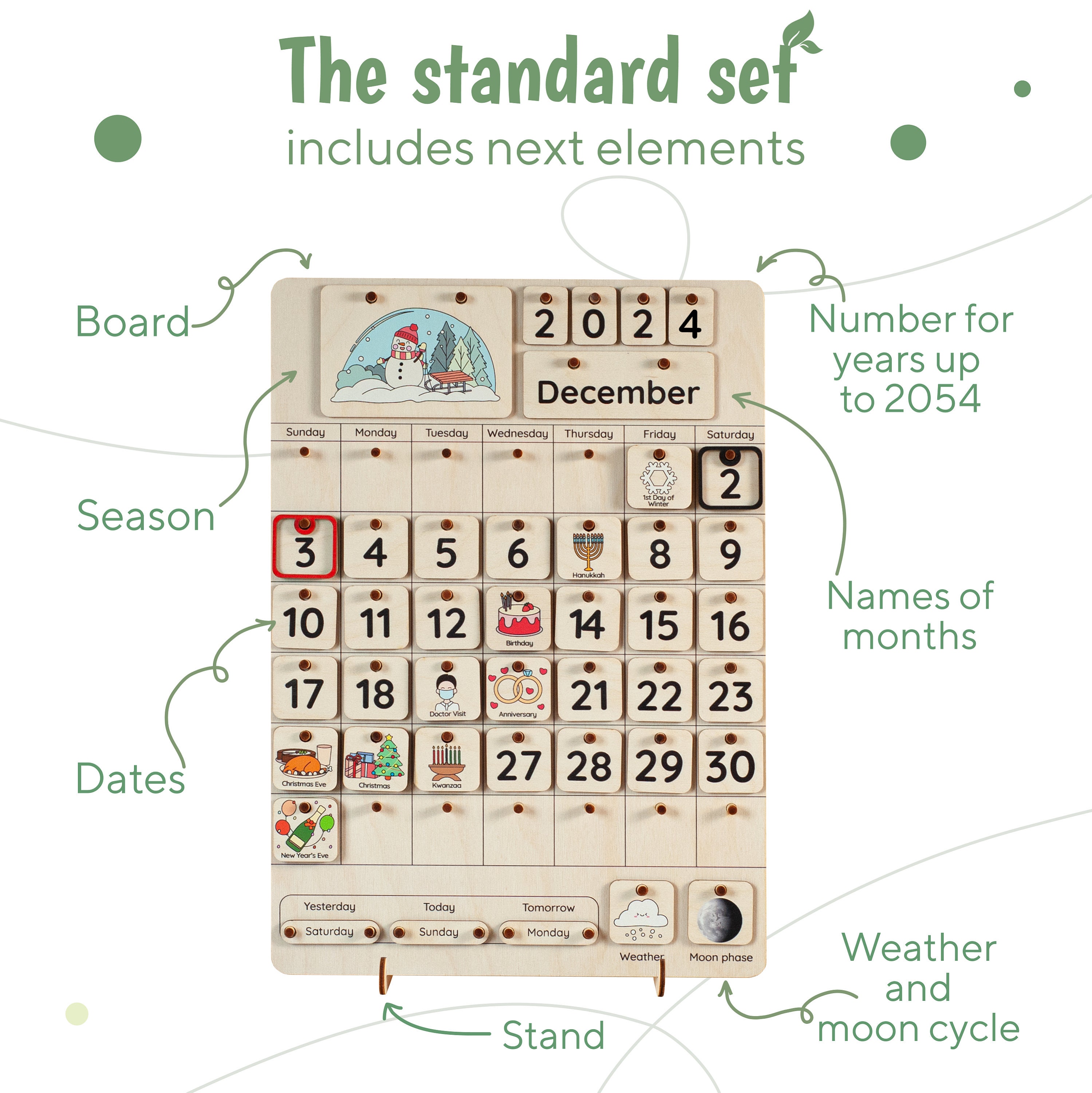 Perpetual Calendar, Kids Calendar Montessori, Monthly Calendar, School ...