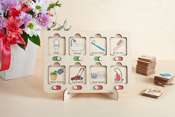 Chore Chart for Kids Learning Wooden Toys Chore List - Etsy