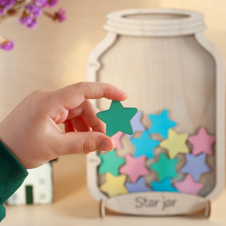Personalized Wooden Reward Jar With Tokens, Montessori Behavior System ...