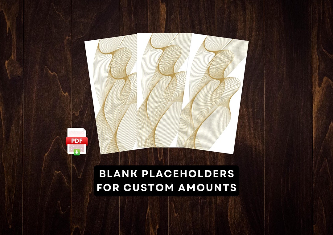 Blank Placeholders | DIGITAL DOWNLOAD | Printable Placeholders | Cash ...