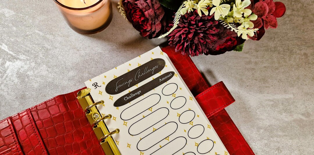Savings Challenges Gold Star Dashboard A6 Cash Stuffing - Etsy