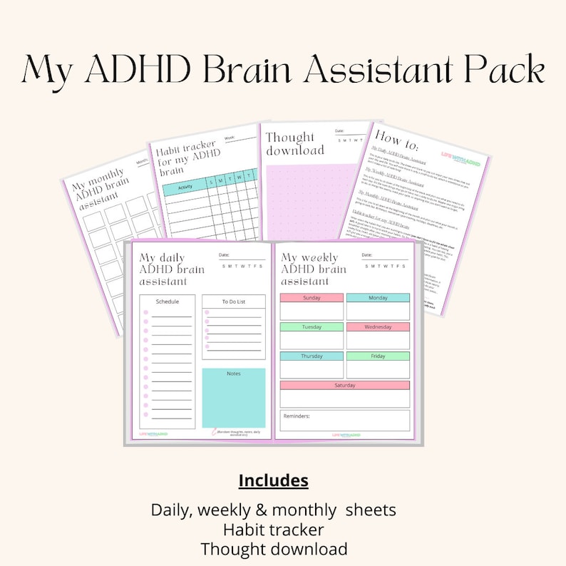 ADHD Daily Schedule, Journal, Weekly Schedule, ADHD Planner, Digital ...