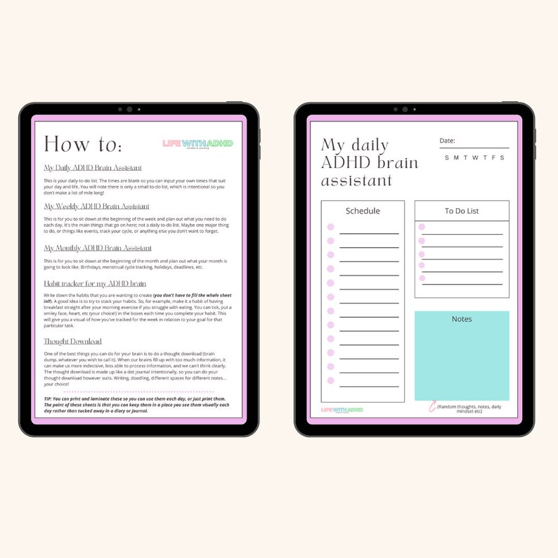 ADHD Daily Schedule, Journal, Weekly Schedule, ADHD Planner, Digital ...