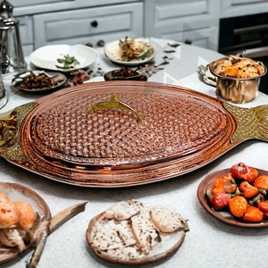 Fish-shaped Design Copper Food Tray Copper Serving Platters Morocco ...