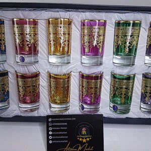 Set of 12 Tea Glasses, Oriental Tea Glasses Work, Handpainted Tea ...