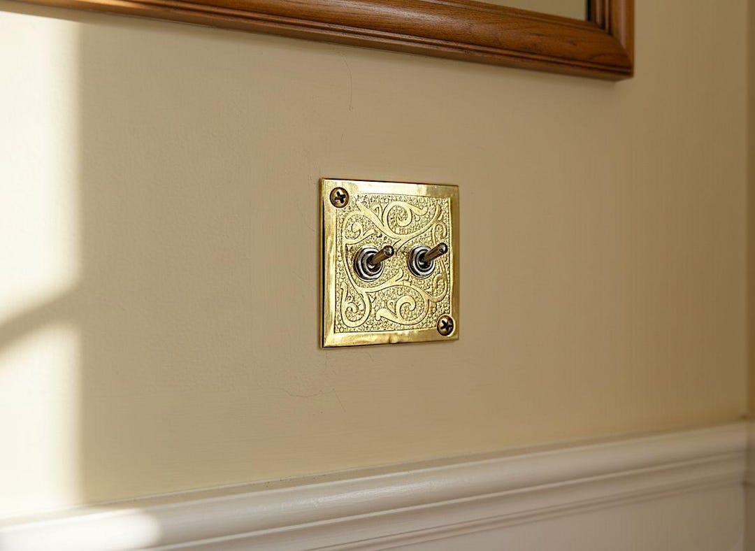 Ornate Brass Light Switch | Victorian Style Filigree 2-gang Cover - Etsy