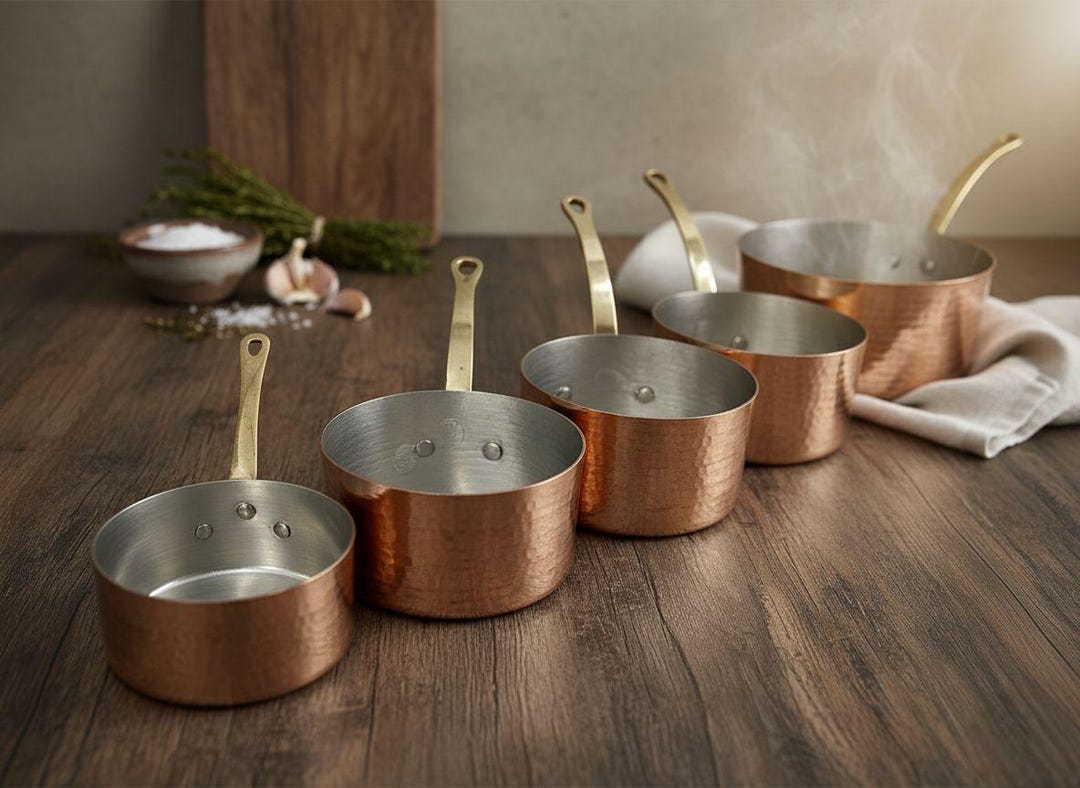 Hand Hammered Copper Cookware Set: Vintage French Style, Tin Lined - Etsy