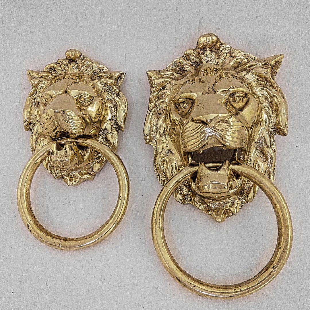 Lion Door Knocker Antique Door Knocker Gold Door Knocker Hand Door ...