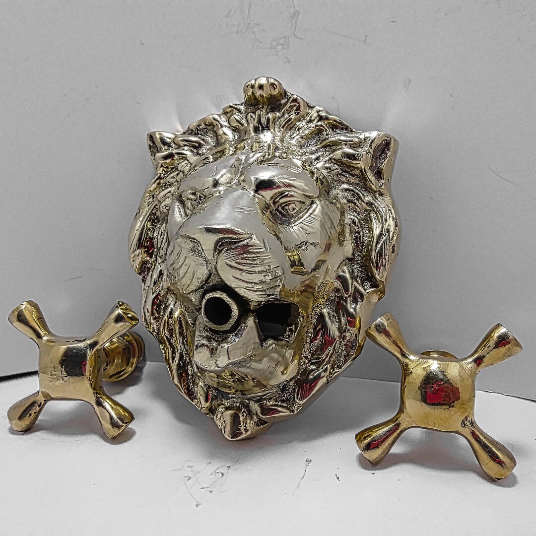 Moroccan Brass Lion Head Faucet, Wall Mounted Faucet in Bathroom ...