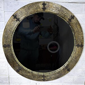 Large Round Mirror Handcrafted Round Copper Mirror, Circular Wall ...