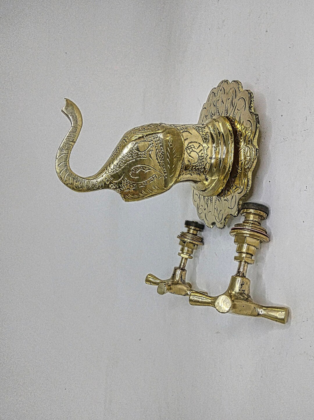 Handcrafted Traditional Elephant Head Brass Faucet With Dual Brass ...