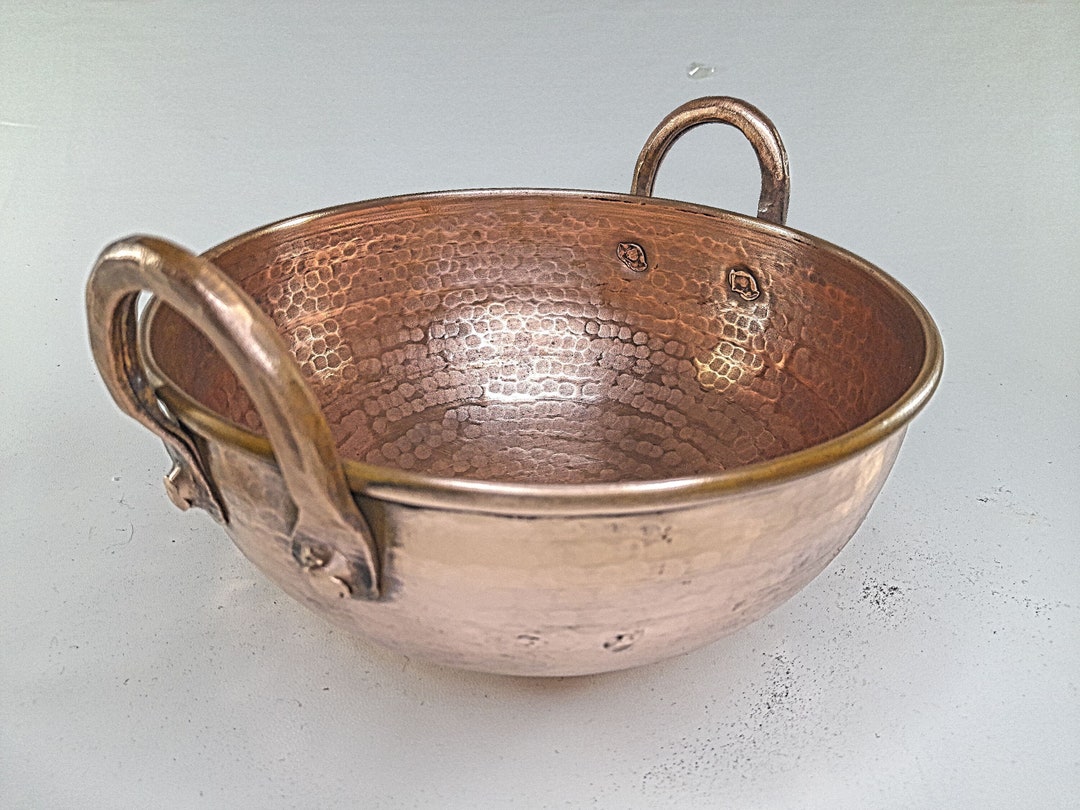 Antique Copper Bowl With Copper Handle, Handmade Bowl, Unique Craft ...