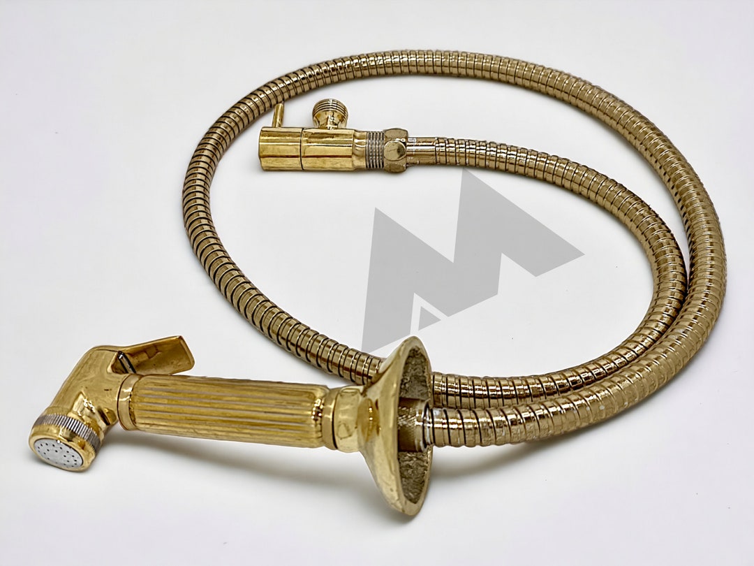 Solid Brass Kitchen Hand Sprayer, Insideast Unlacquered Brass Side ...