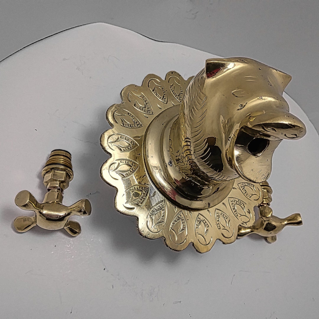 Moroccan Brass Lion Head Faucet, Wall Mounted Faucet in Bathroom ...