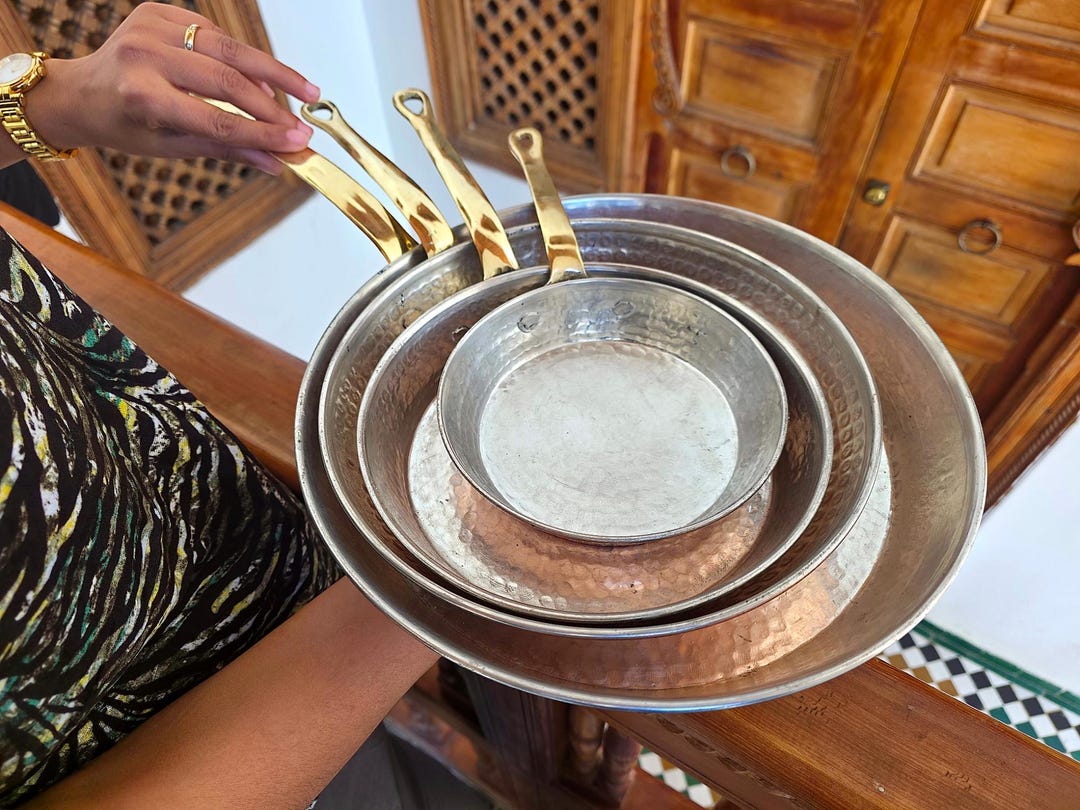 Copper Cooking Pots and Pans Set of 4 Sizes - Durable Fry Pan Skillet ...