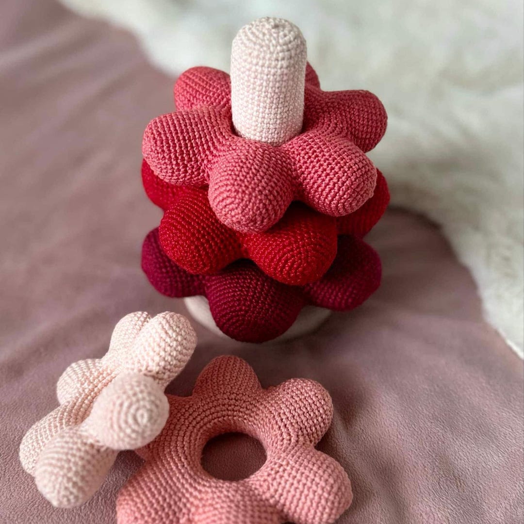 Flower Stacking Toy, Crochet Stacking Toy, Cute Flower Crochet PDF ...