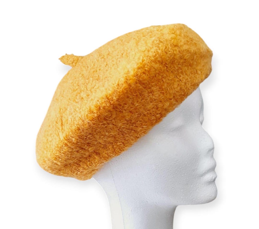 Mustard Beret, Bouclé Knit, Autumn/winter Collection - Hat, Fashion ...