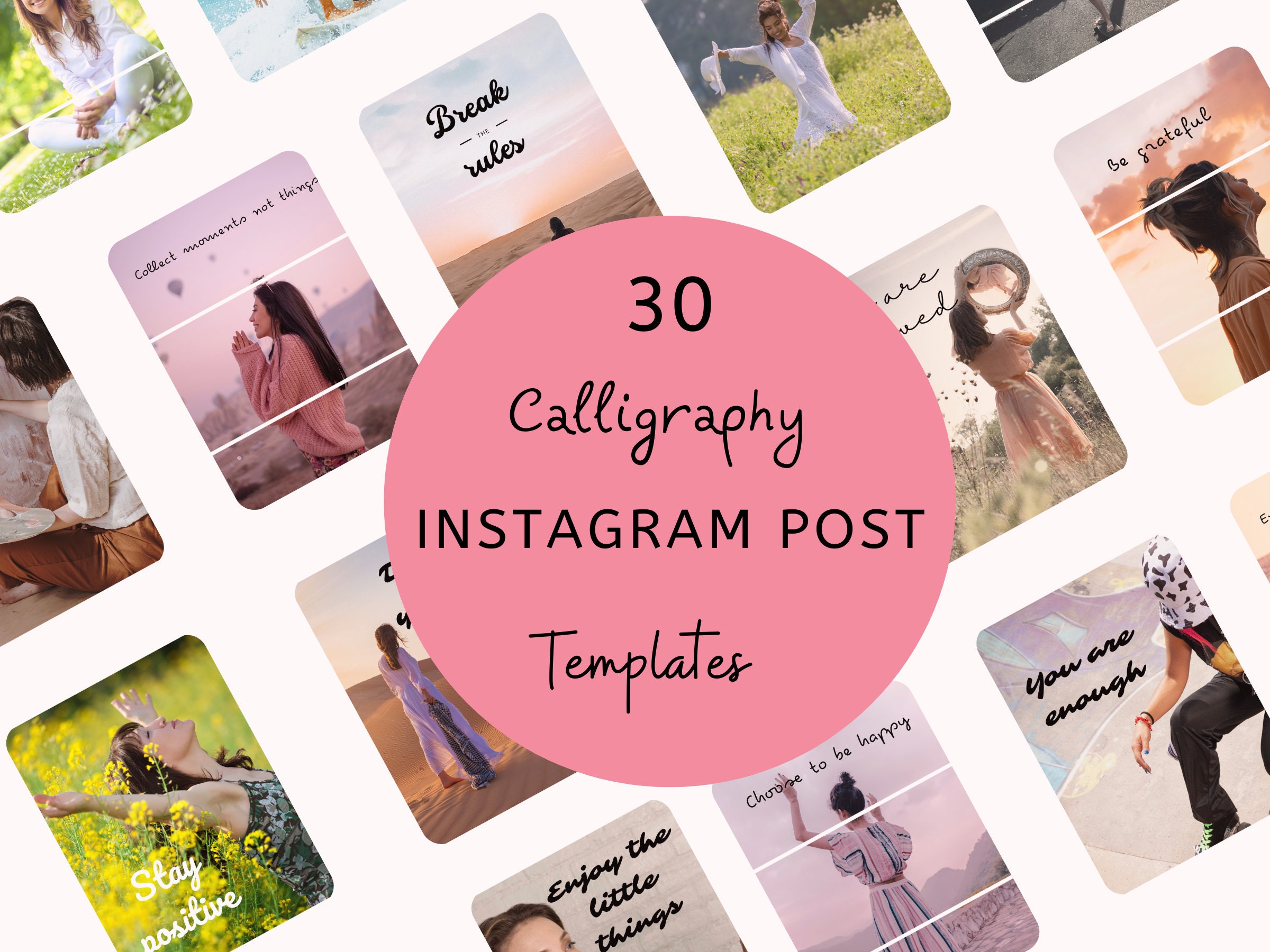 30 Calligraphy Instagram Post Templates / Positive Vibe Quotes ...