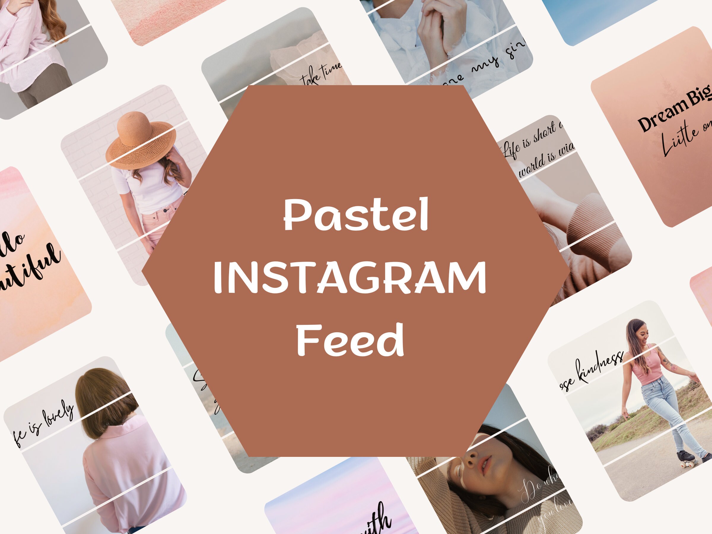 30 Pastel Instagram Post Templates / Positive Vibe Quotes / Pastel ...